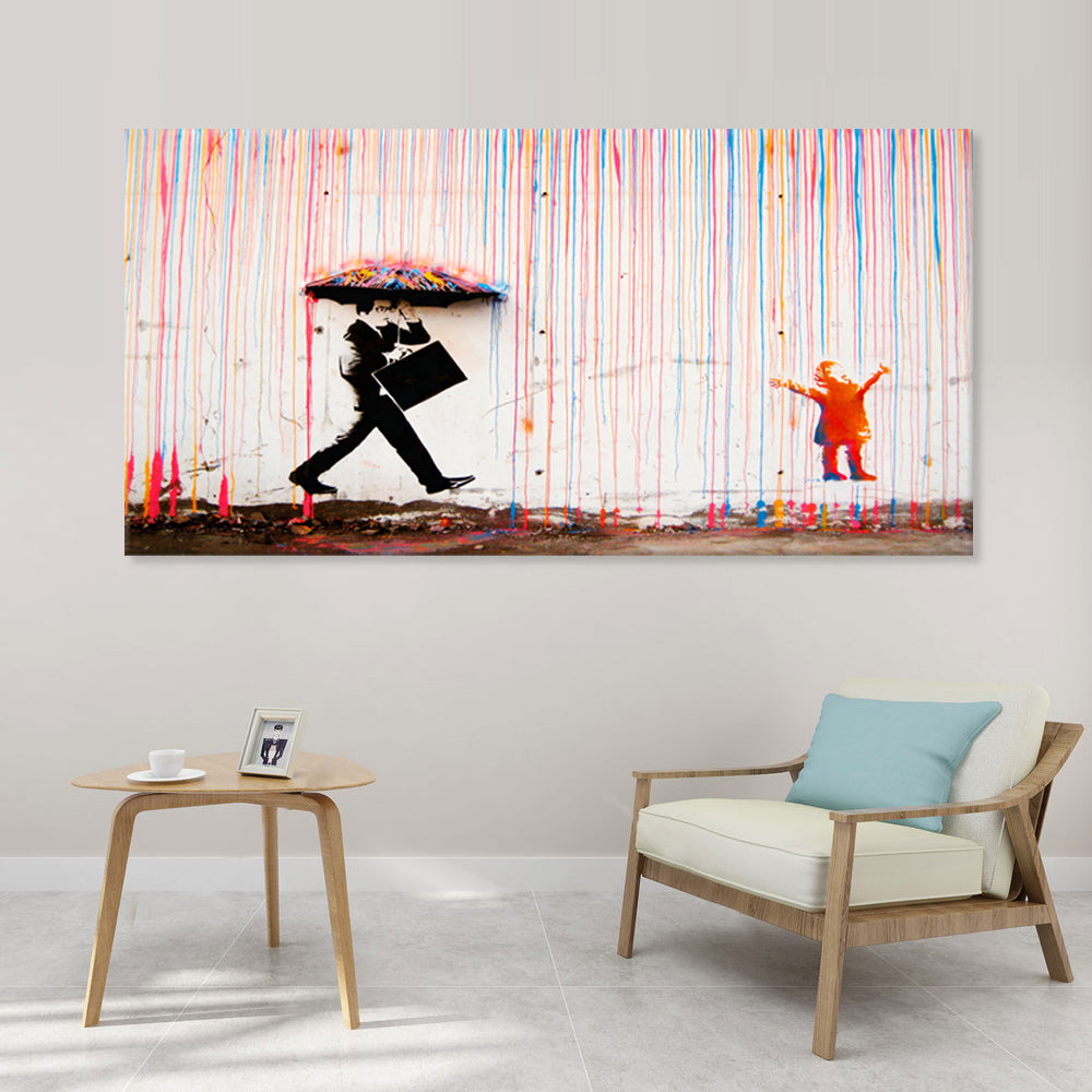 Banksy - Girl in the Rain - Canvas Print Art - Jp775 - 100x200cm ...